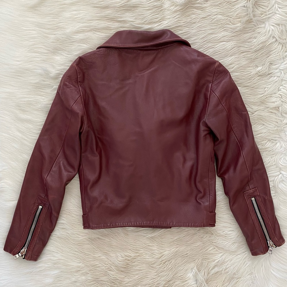 Reformation Burgundy Leather Moto Jacket - Gem